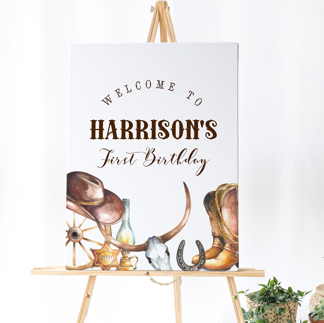 Western Birthday Welcome Sign - Rodeo Birthday Party Decor, Country ...