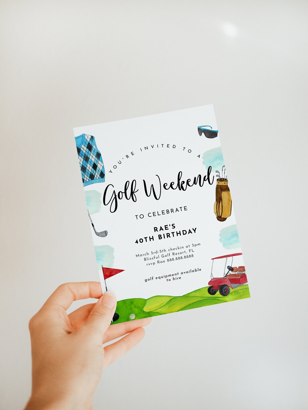 Golf Birthday Invitation - Golf Bachelor Party Invitation, Dad Birthday ...