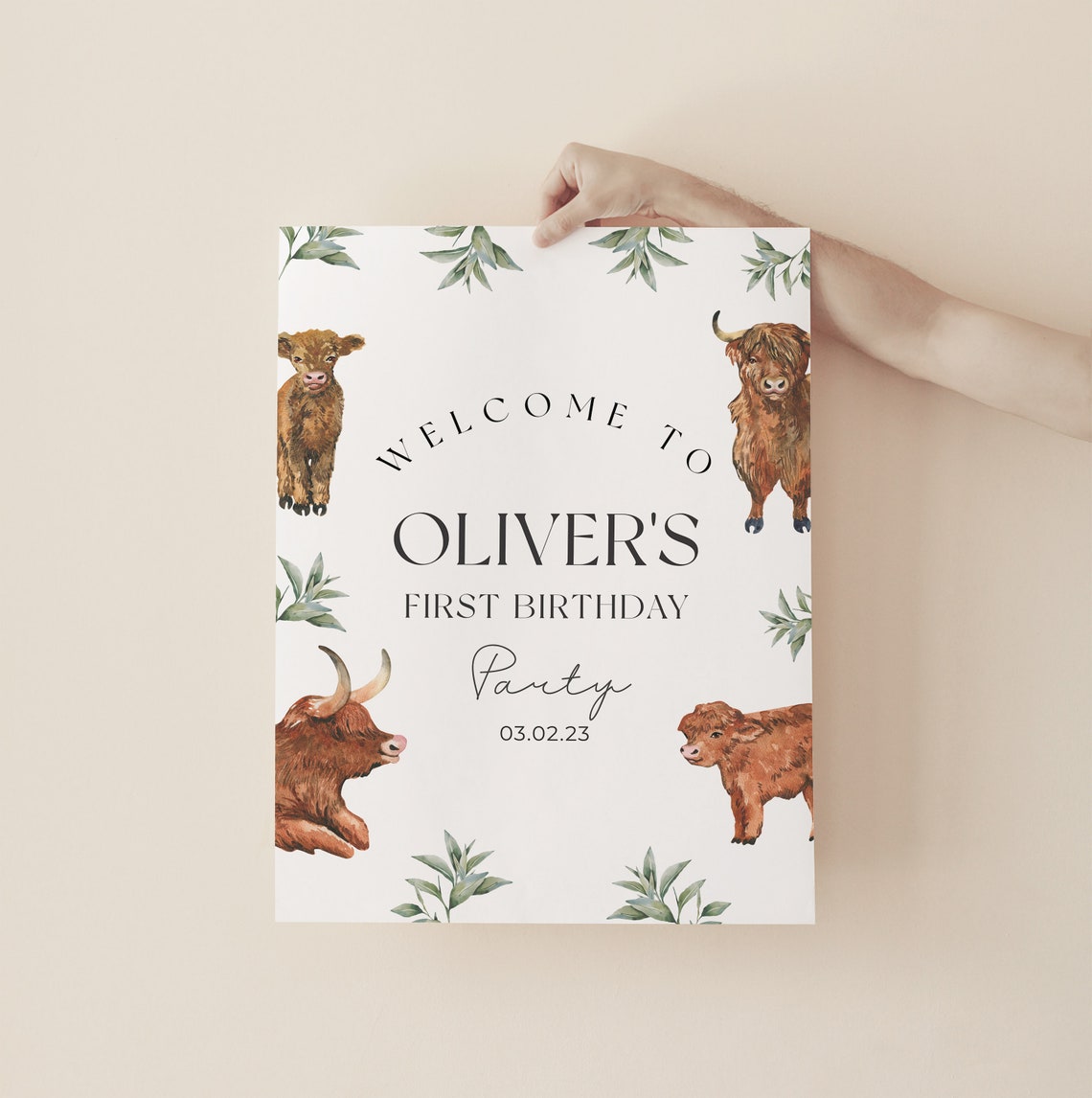 Highland Cow Welcome Sign - Highland Cow Birthday Sign, Highland Cow ...