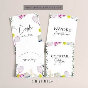 Tennis Menu Cards Template - Tennis Bridal Shower, Tennis Party Decor ...
