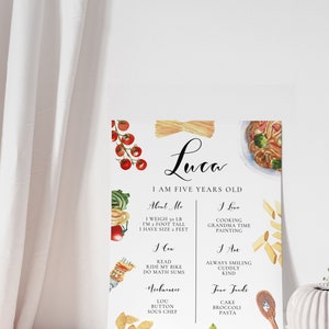 Pasta Birthday Milestone Sign - Spaghetti Birthday Decor, Italian ...