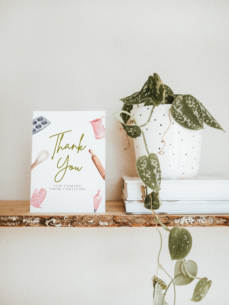 Cooking Birthday Party Thank You Card - Editable Baking Party Thank You ...