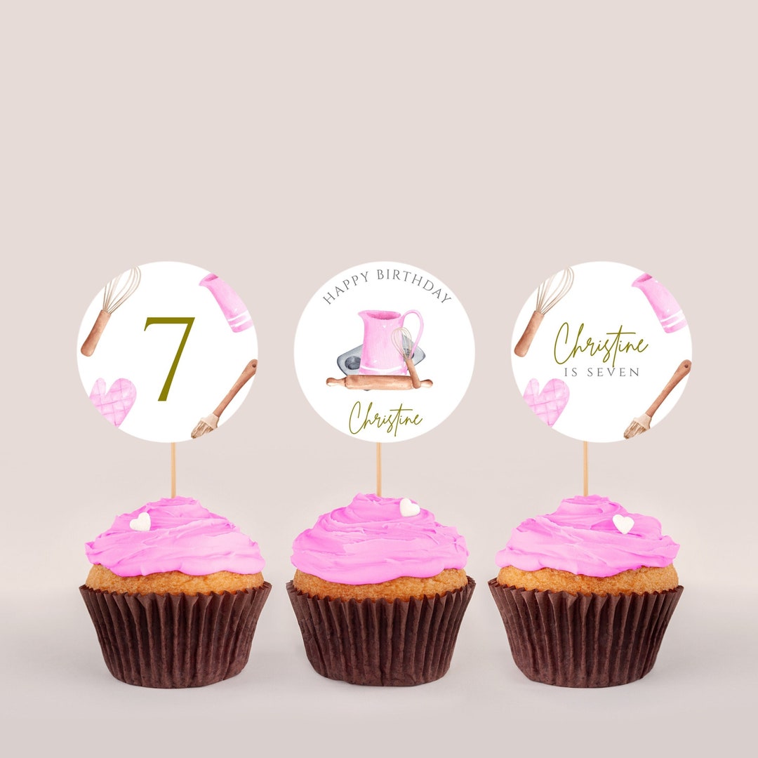 Baking Birthday Cupcake Toppers -baking Party Cupcake Toppers, Kids ...