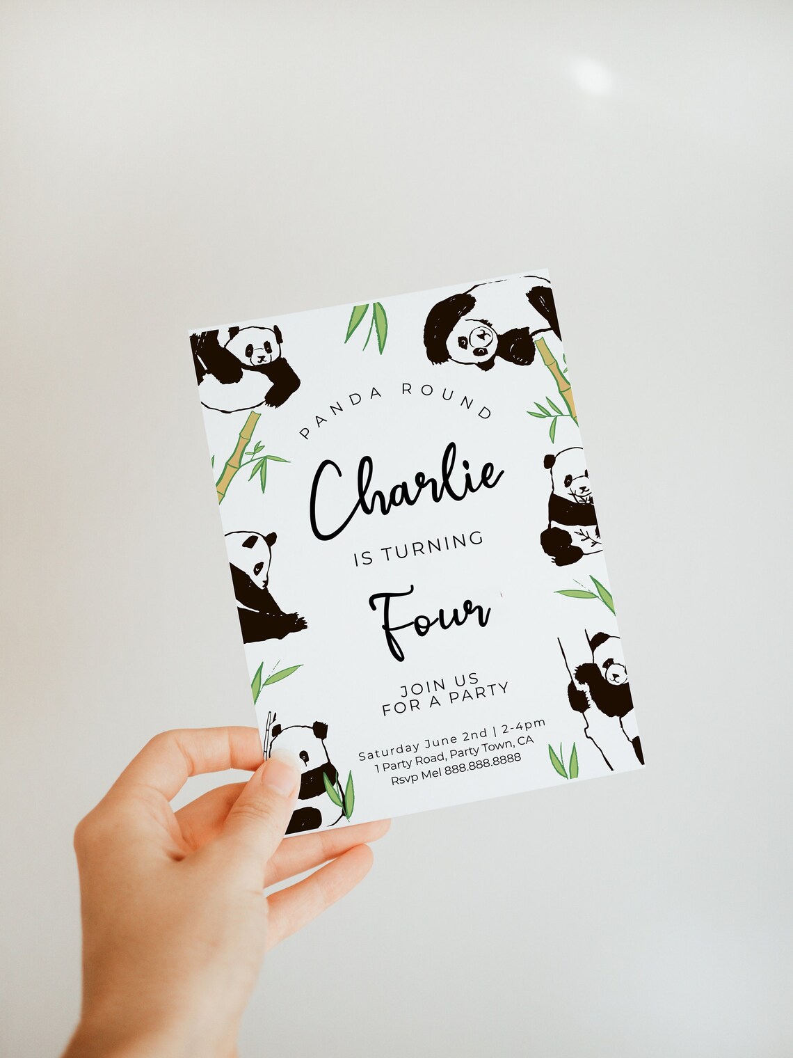 Panda Invitation panda Birthday Party Invitation Cute Panda - Etsy