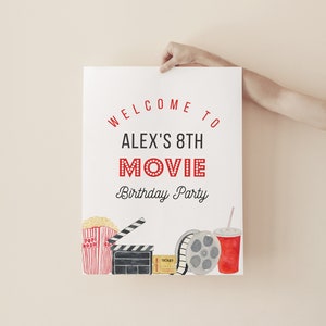Movie Birthday Welcome Sign - Movie Banner, Movie Theme Decor, Cinema ...