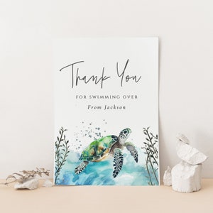 Turtle Thank You Card - Turtle Birthday, Turtle Themed Decor, Turtle ...