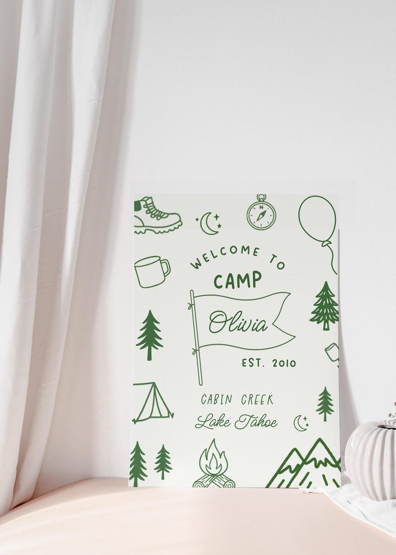 Camp Welcome Sign Editable - Personalized Camp Banner With Name, Camp ...