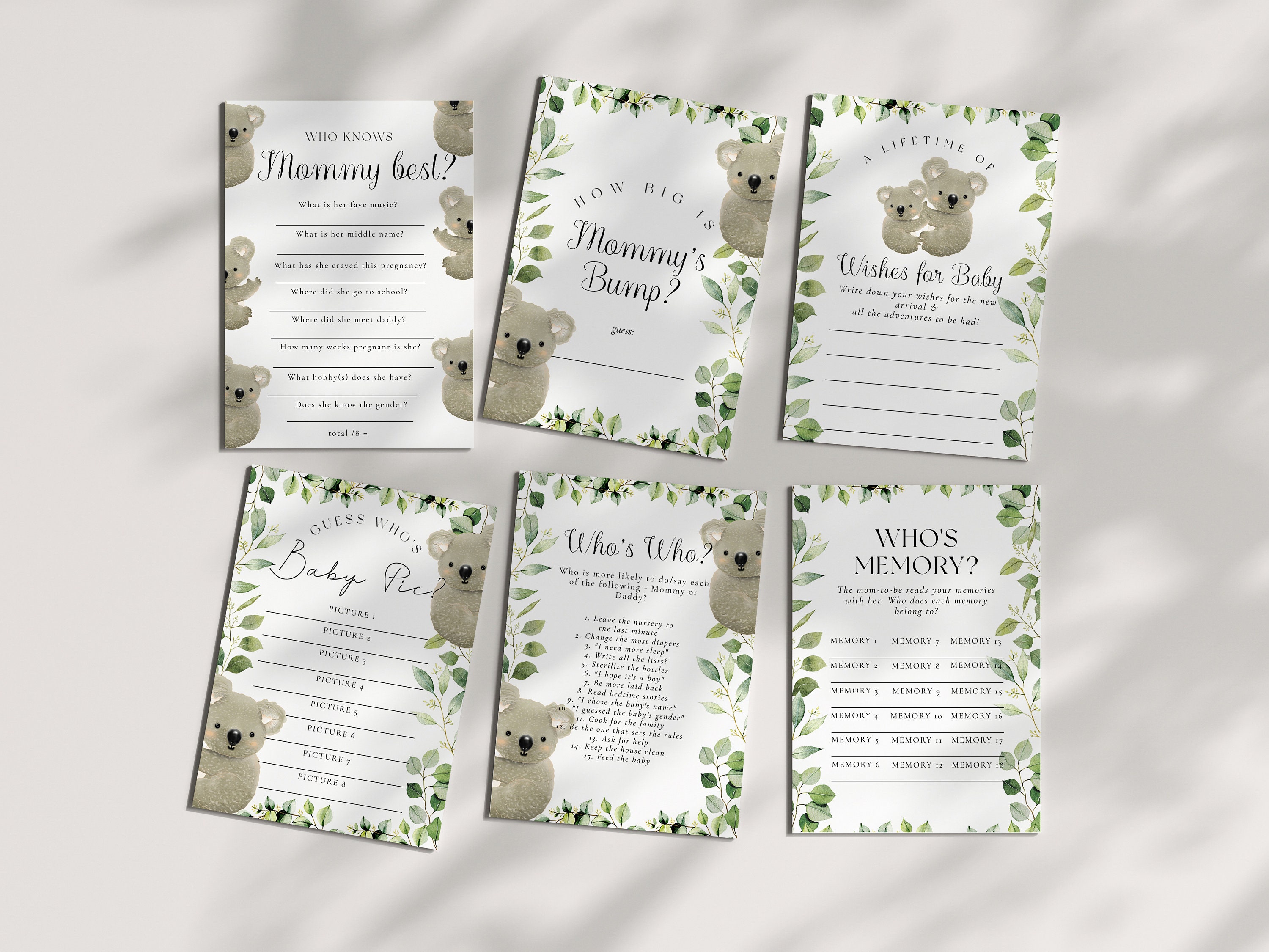Koala Theme Menu Template-koala Party Decor, Koala Birthday, Koala Baby ...