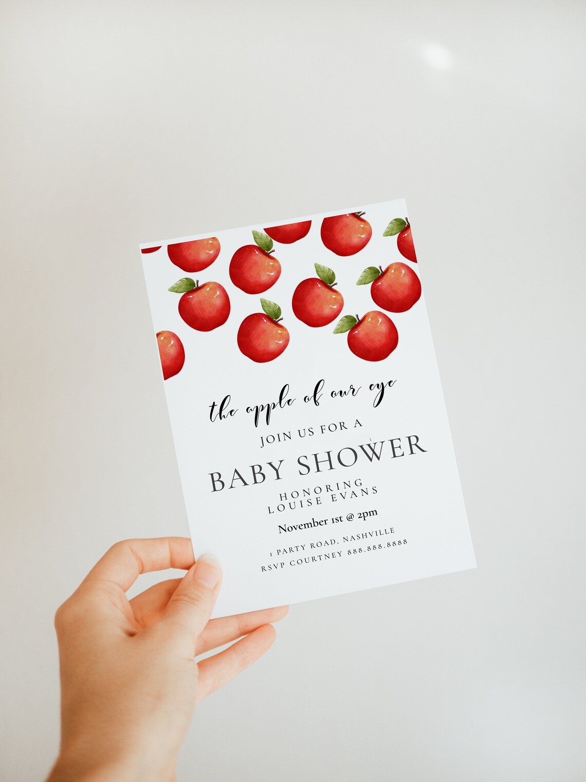 Apple Theme Baby Shower Invitation-apple Theme Invitation, Fall Baby ...