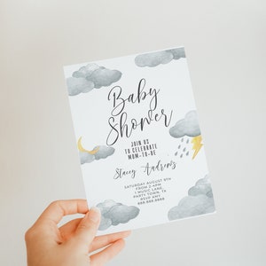 Cloud Theme Baby Shower Invitation - Rain Theme Baby Shower Invite ...