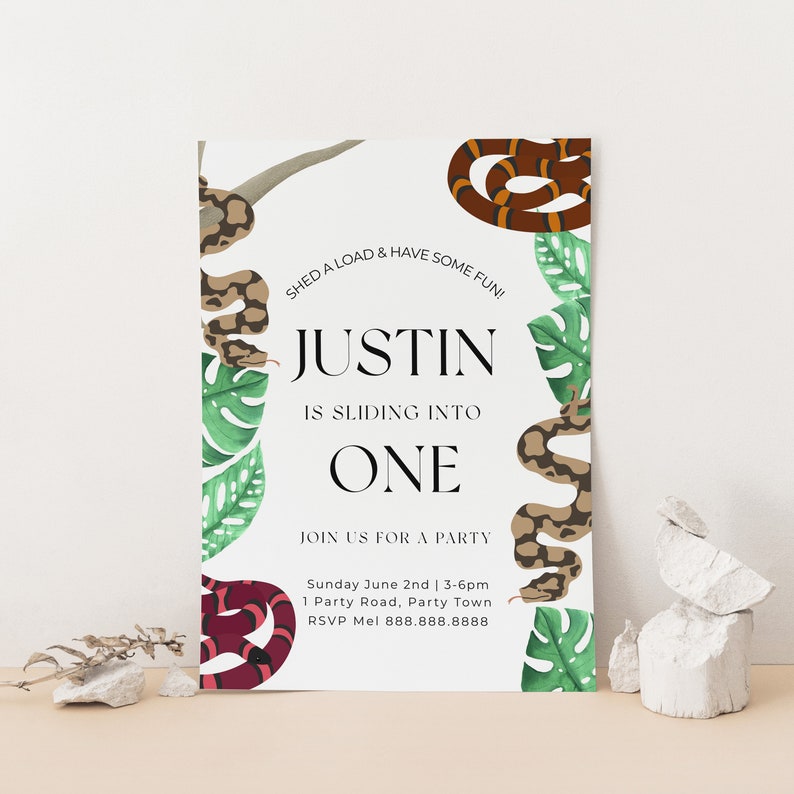 Snake Birthday Invitation Editable Snake Party Invitation - Etsy