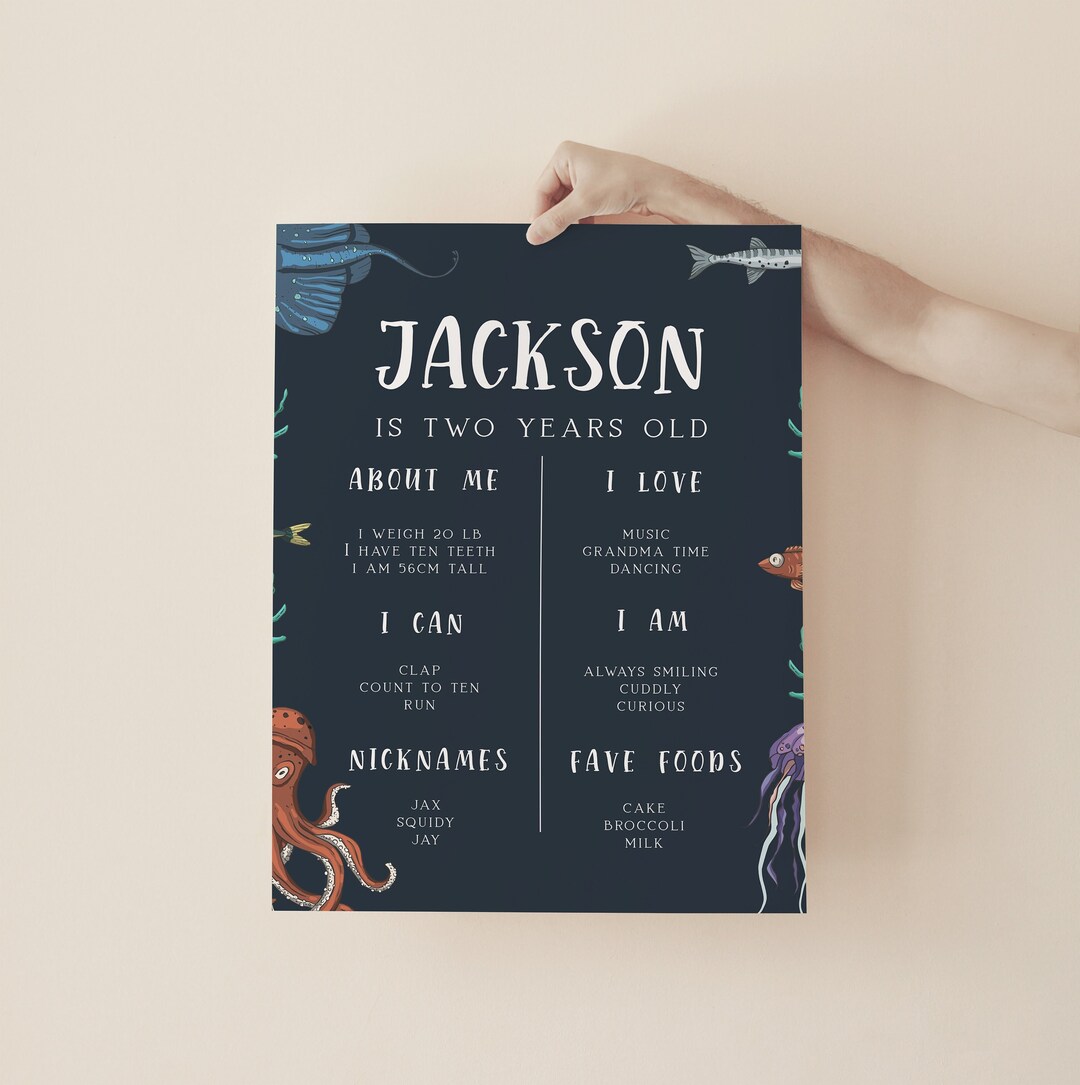 Under the Sea Milestone Poster - Boys Under the Sea Birthday Banner ...