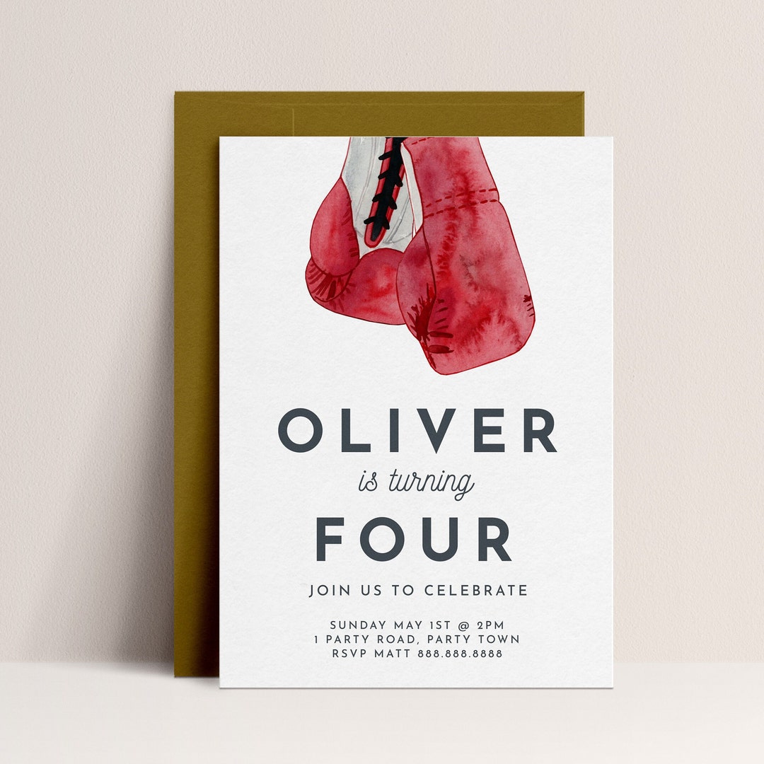 Boxing Birthday Invitation - Boxing Party Invitation, Boys Birthday ...