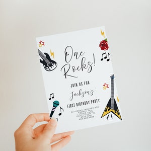 One Rocks Birthday Invitation -rock Birthday Party Invitation, Rock ...