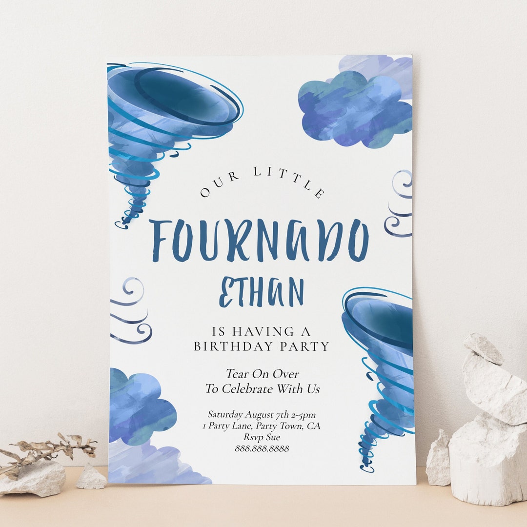 Fournado Birthday Invitation - Fourth Birthday Printable, Boys Birthday ...