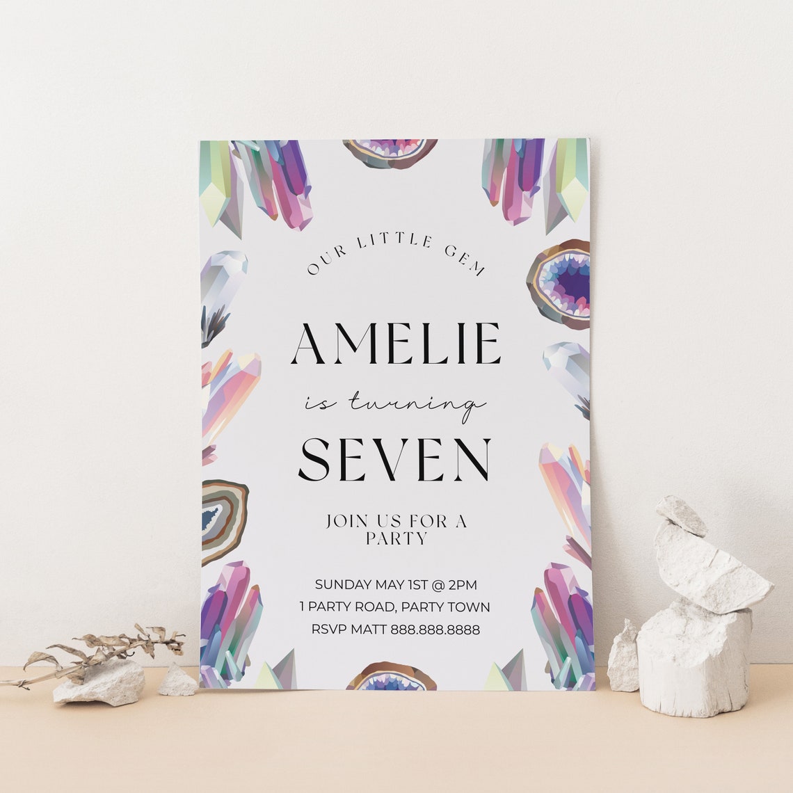 Girl Geology Invitation Crystal Birthday Party Invitation - Etsy