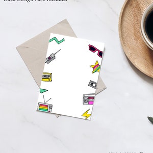 80s Birthday Thank You Card - 80s Party Decorations, 80s Theme, Neon ...