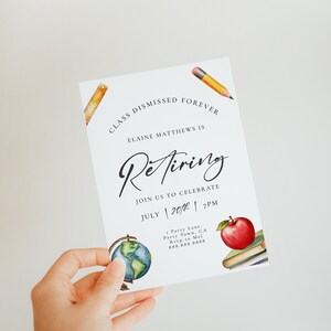 Teacher Retirement Party Invitation - Educator Invite, Retirement Party ...