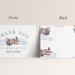 Airplane Thank You Card -editable Airplane Party Supplies, Airplane ...