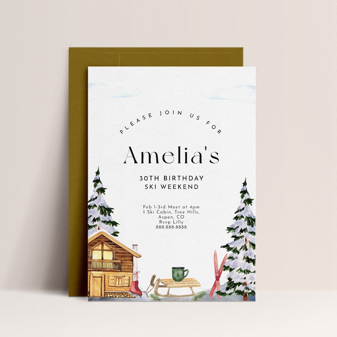 Ski Birthday Invitation - Ski Party Invite, Ski Bachelorette Invitation ...