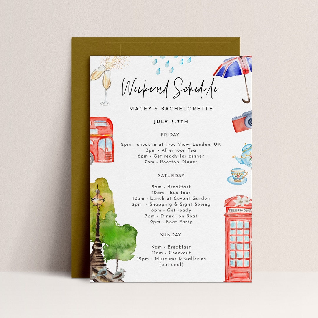 London Itinerary Template-london Bachelorette Itinerary, London Trip ...