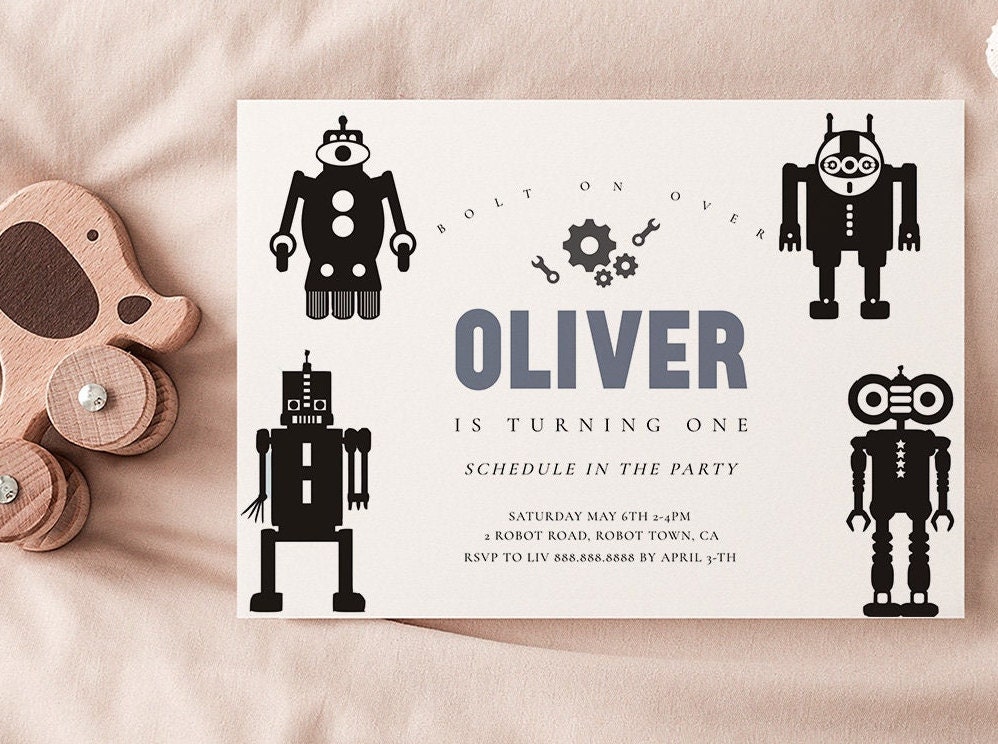 Robot Invitation-robot Birthday Invitation Robot Party - Etsy