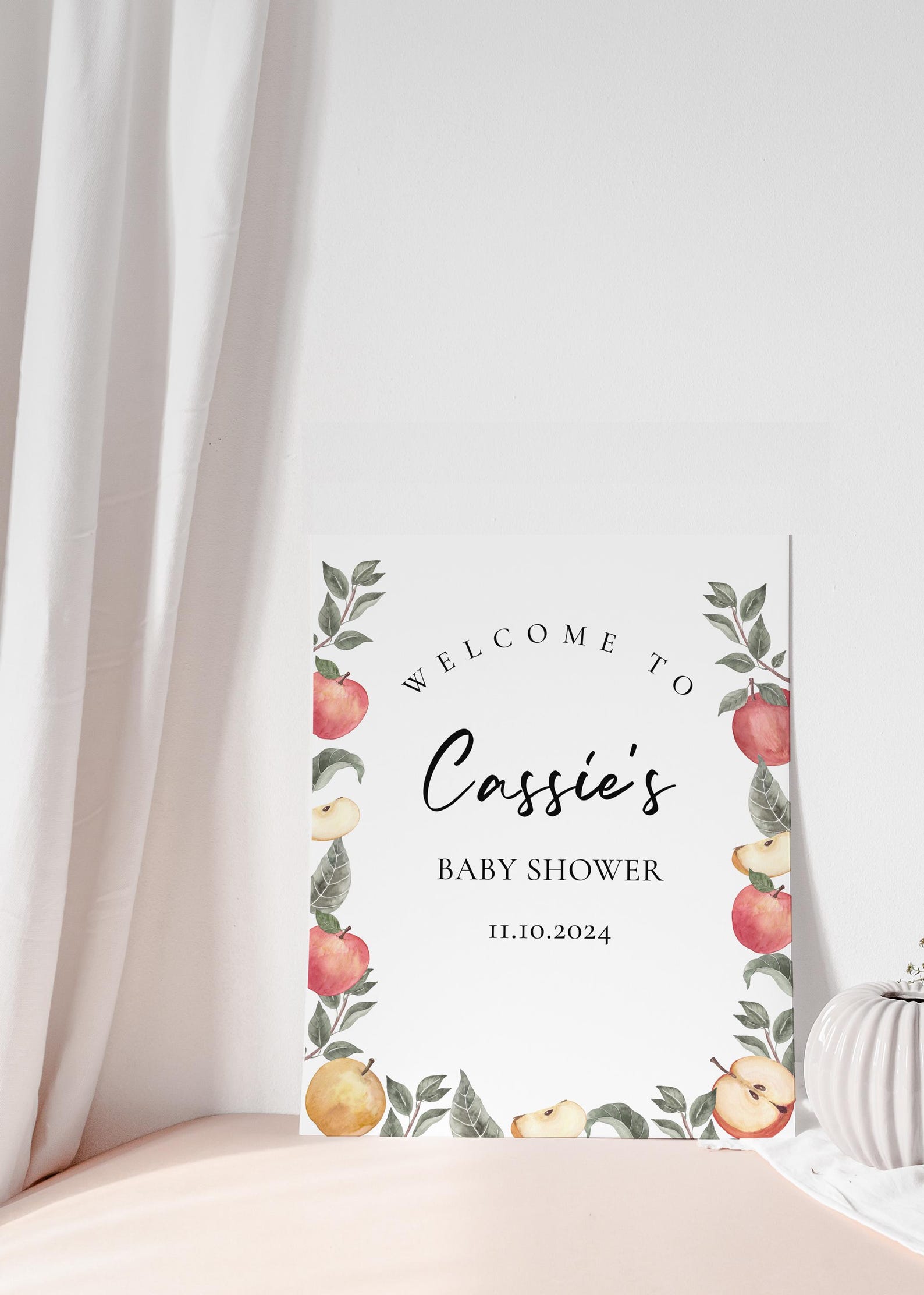 Apple Theme Baby Shower Welcome Sign-fall Baby Shower Signs, Apple ...