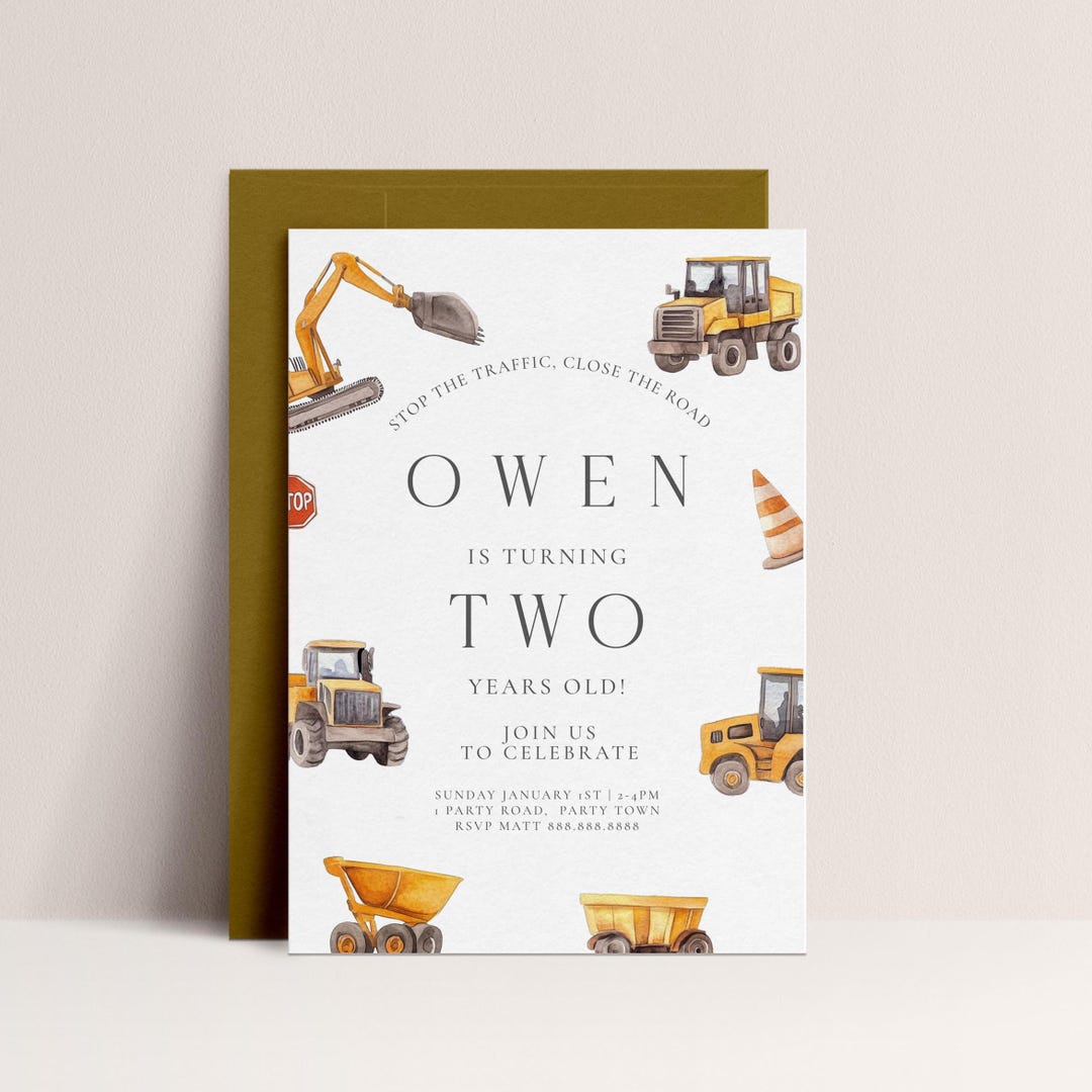 Digging Birthday Party Invitation-construction Truck Party Invite ...