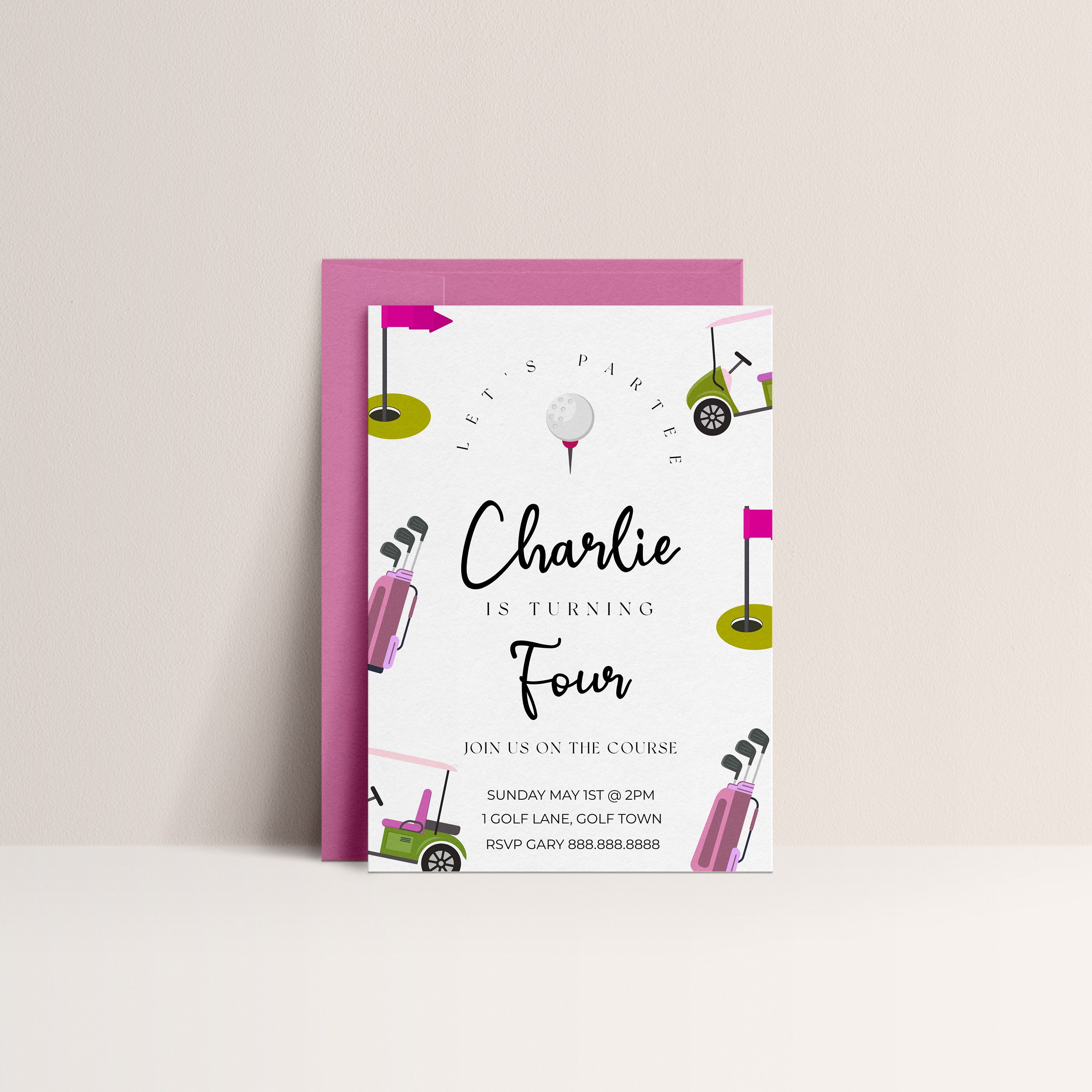 Girls Golf Thank You Card Editable Golf Birthday Thank You - Etsy