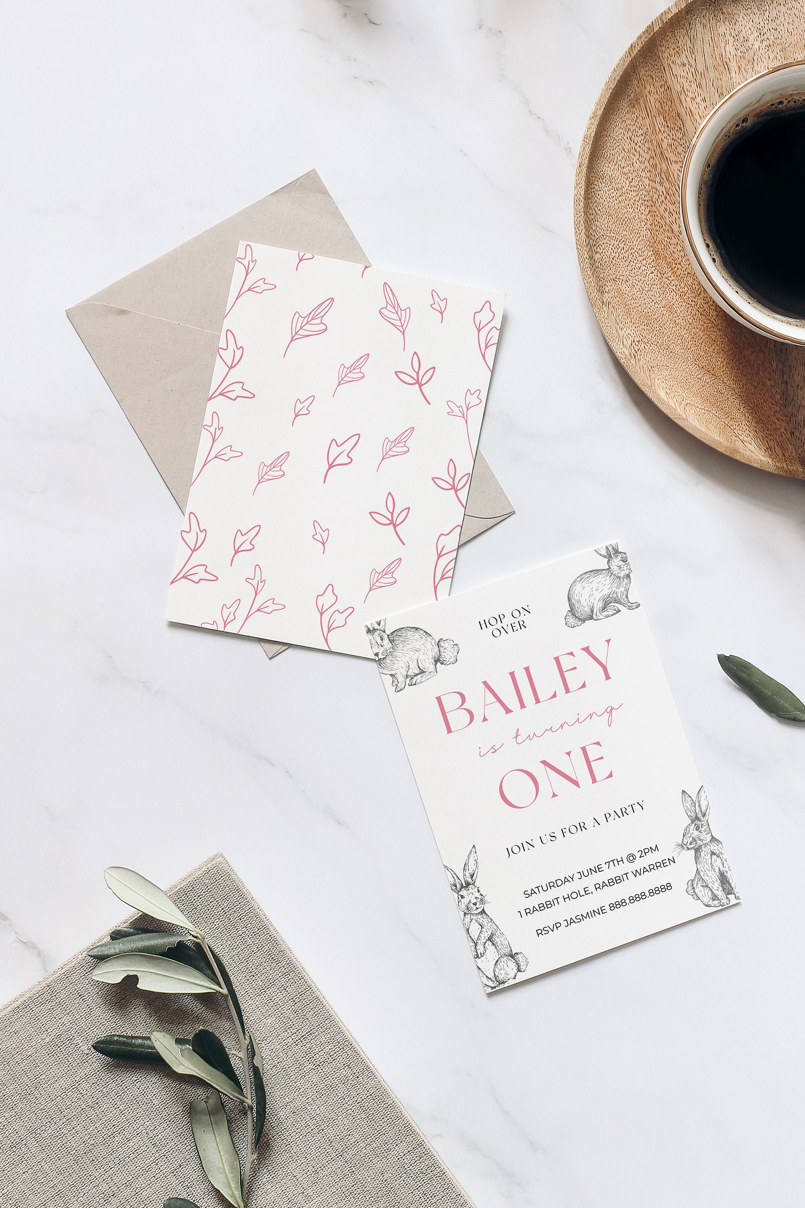 Editable Bunny Birthday Invitation - Bunny Party Invite, Bunny Birthday ...