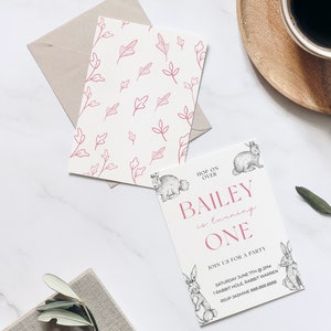Editable Bunny Birthday Invitation - Bunny Party Invite, Bunny Birthday ...