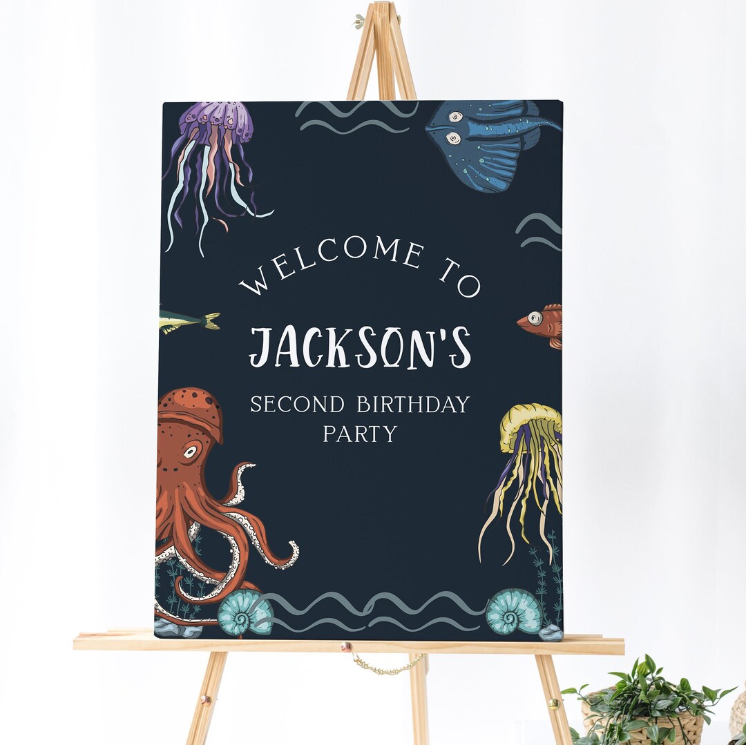 Under the Sea Welcome Sign - Boys Under the Sea Birthday Banner, Ocean ...