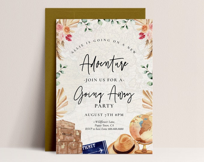 Farewell Party Invite - Travel Invite, Going Away Party Invitation ...