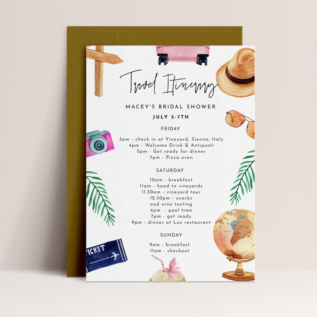 Travel Itinerary Template Beach - Travel Itinerary Mobile Template ...