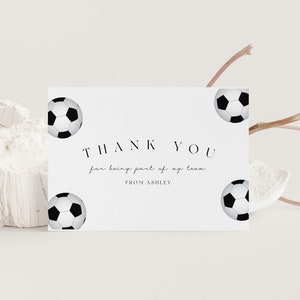 Soccer Thank You Card Template -soccer Birthday Party Thank You ...