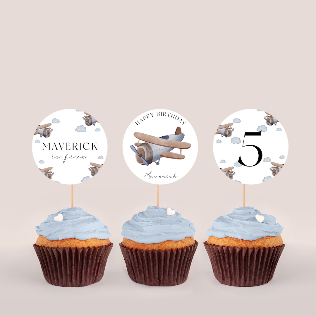 Airplane Cupcake Toppers-aviation Cake Topper, Airplane Cake Topper ...