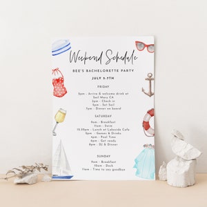 Nautical Bachelorette Itinerary Template -nautical Bachelorette ...
