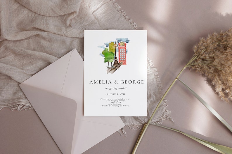London Wedding Save the Date Card - London Wedding Invitation Template ...