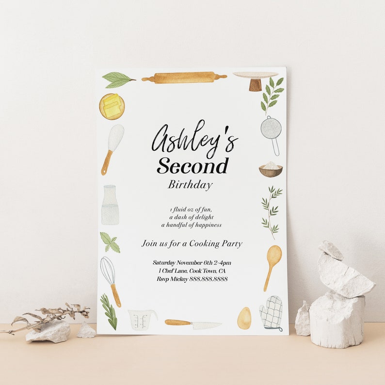 Cooking Party Birthday Invitation-baking Party Invitation, Chef Party ...