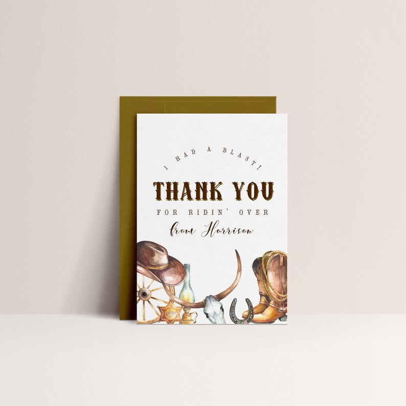 Cowboy Thank You Card Western Thank You Card 3.5x5 - Etsy