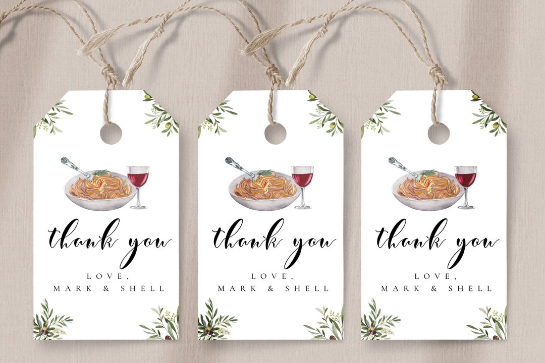 Italian Theme Bridal Shower Favor Tag - Engagement, Pasta Theme Favors ...