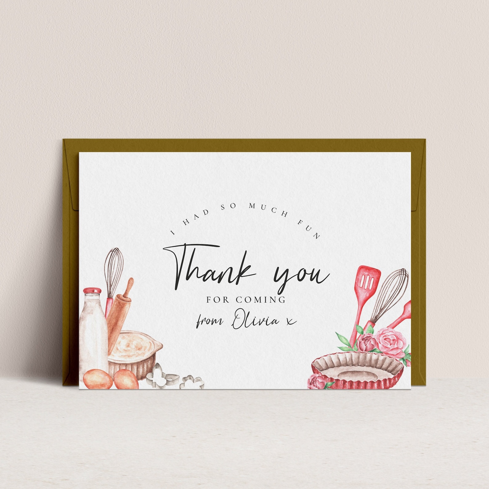 Baking Party Thank You Card - Editable Cooking Birthday Thank You, Chef ...
