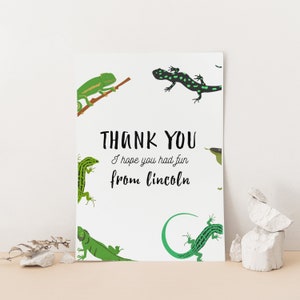 Reptile Thank You Card Editable - Reptile Party, Lizard Party, Reptile ...