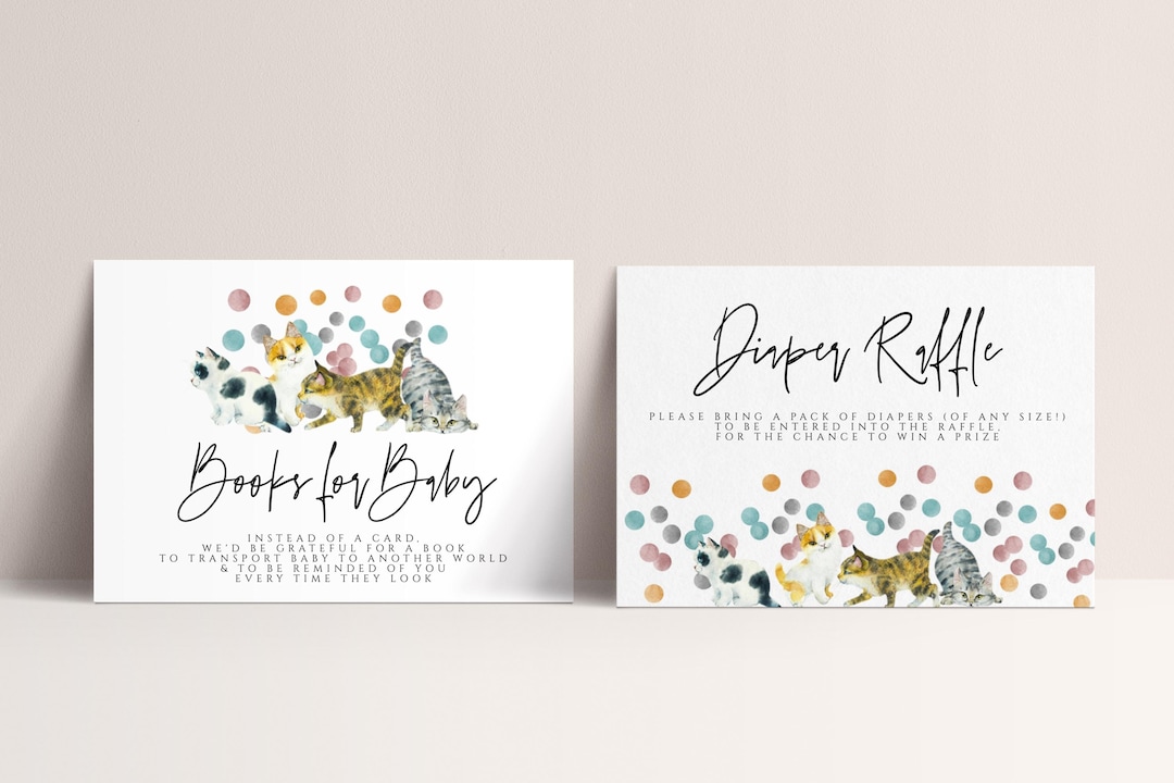 Cat Baby Shower Invitation Inserts - Kitten Baby Shower Decor, Cat ...