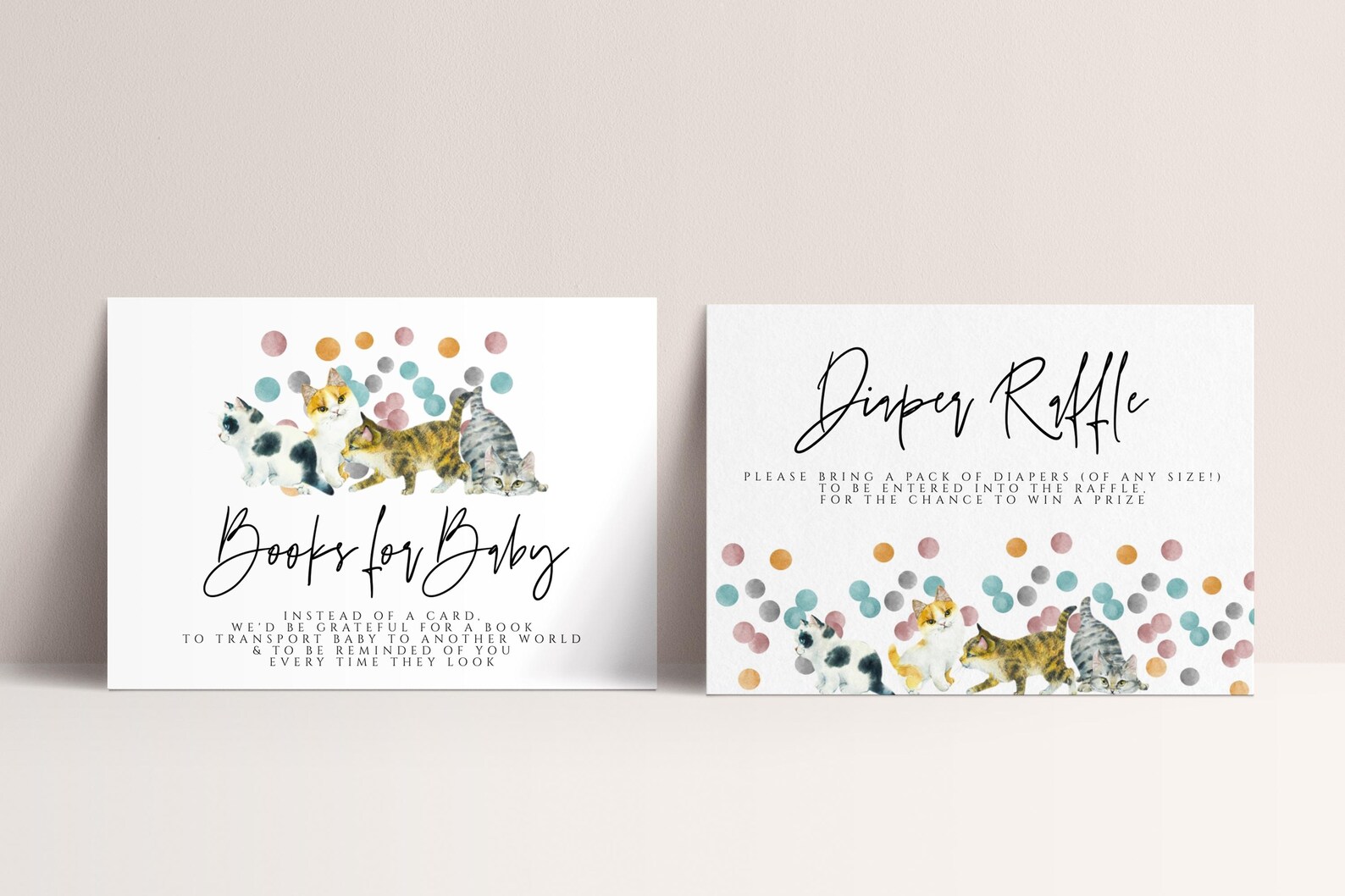 Cat Baby Shower Invitation Inserts - Kitten Baby Shower Decor, Cat ...