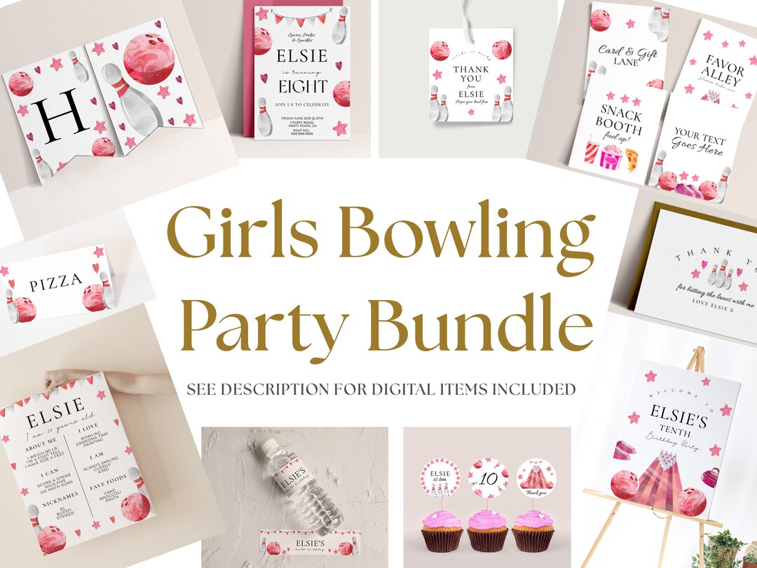 Girls Bowling Party Package - Bowling Party Decorations, Bowling ...