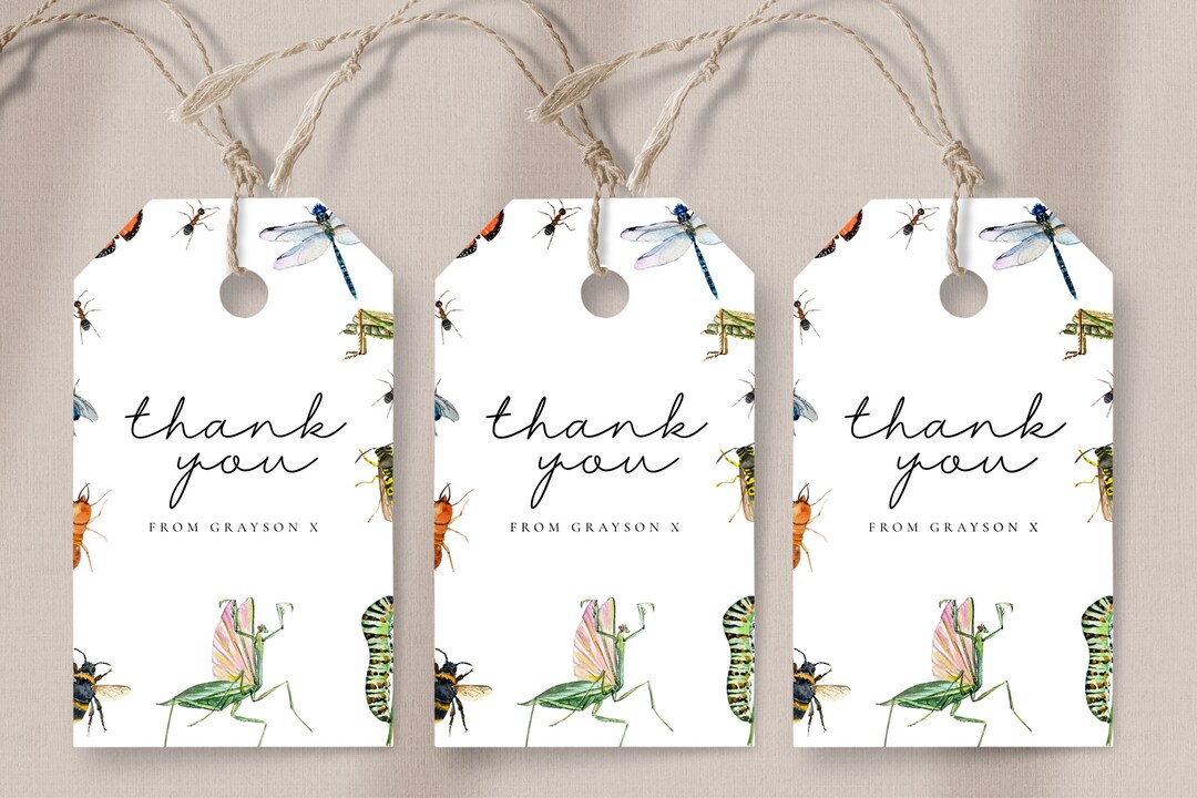 Editable Bug Birthday Favor Tags -bug Birthday Party, Bug Thank You ...