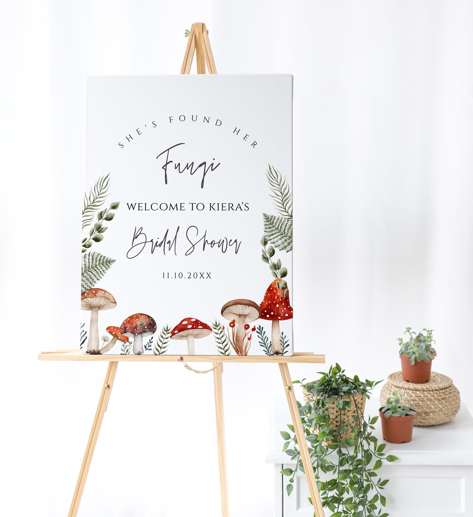 Mushroom Banner Template - Mushroom Bunting, Mushroom Bridal Shower ...