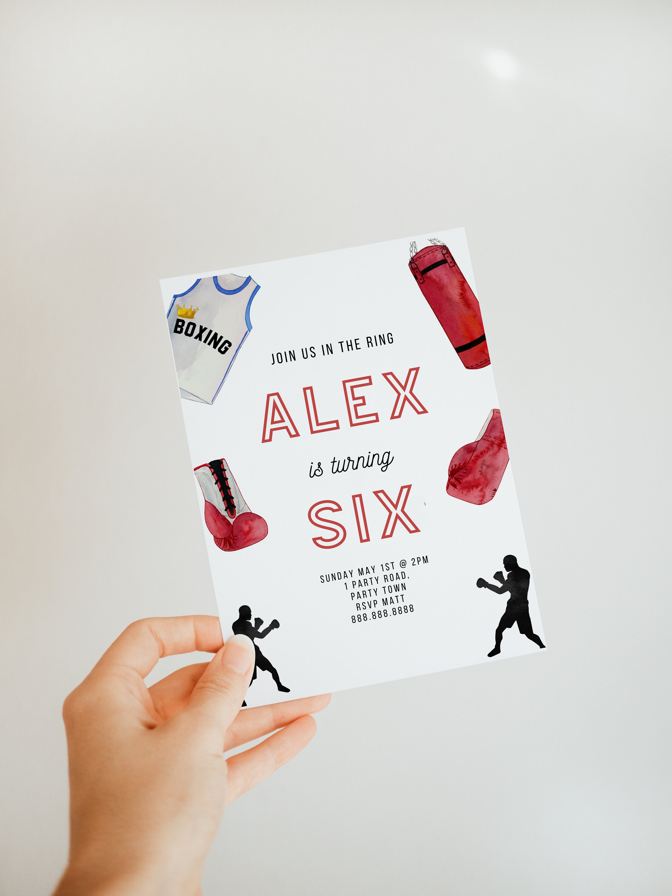 Boxing Invitation - Boxing Birthday Party Invitation, Boxing Party ...