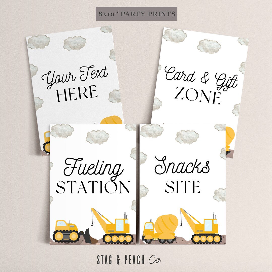 Editable Construction Birthday Party Signs - Construction Party Signs ...